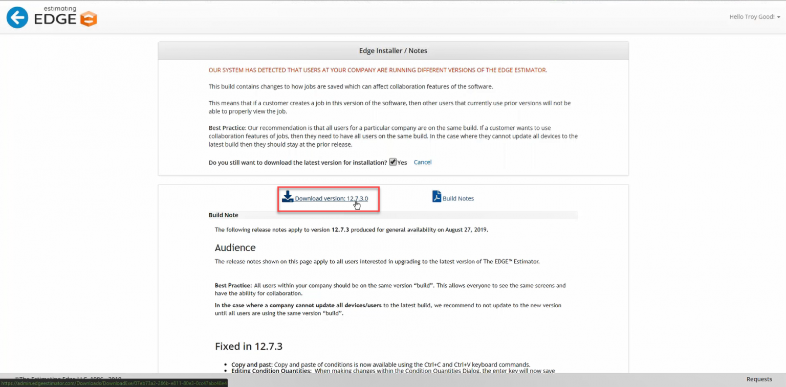 How to Install or Update The EDGE Estimator Version 12 – from The EDGE - Estimating Edge