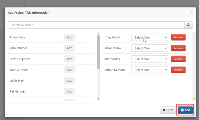 Assign Personnel to a Project - Estimating Edge