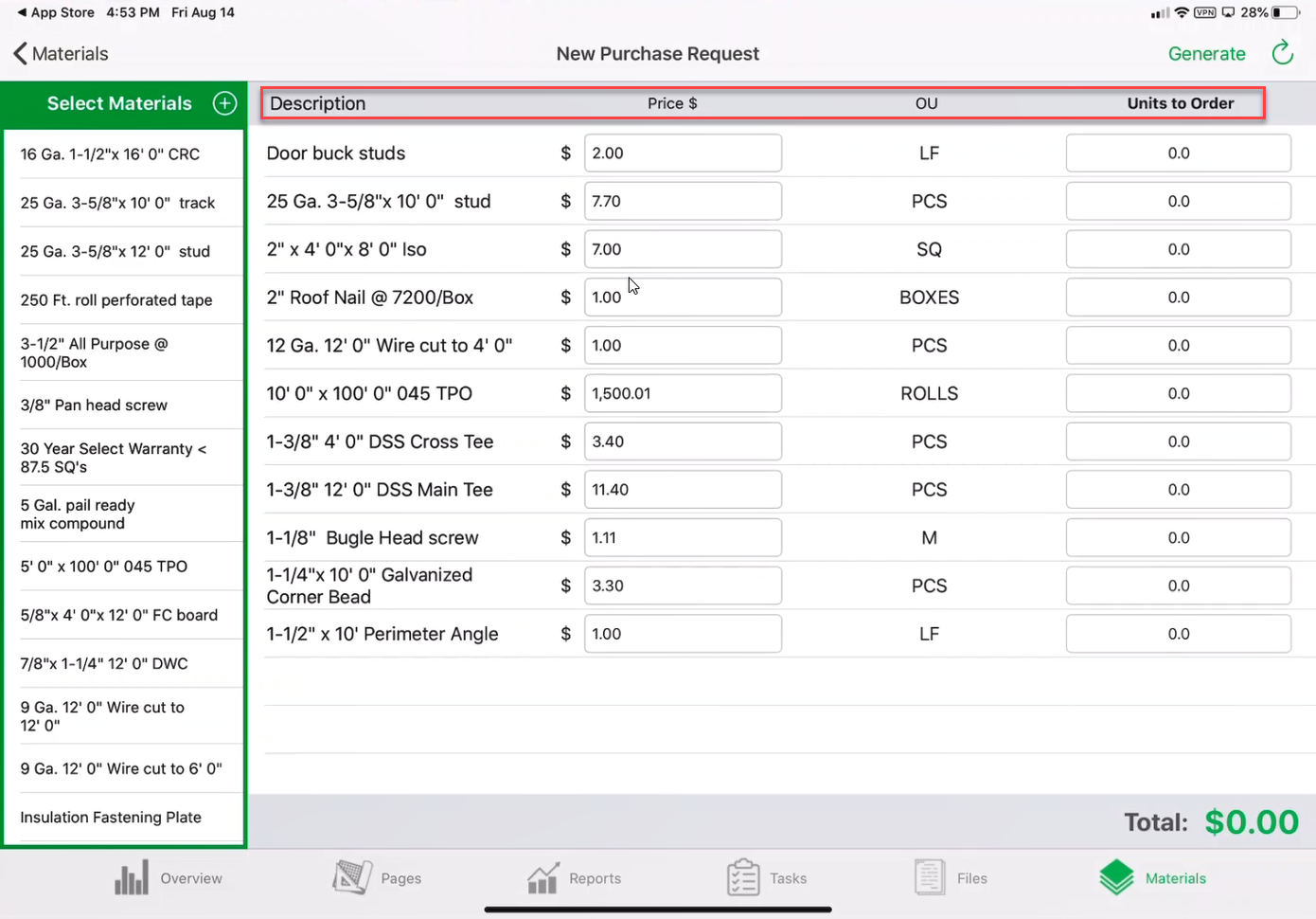 Purchase Requests - Estimating Edge