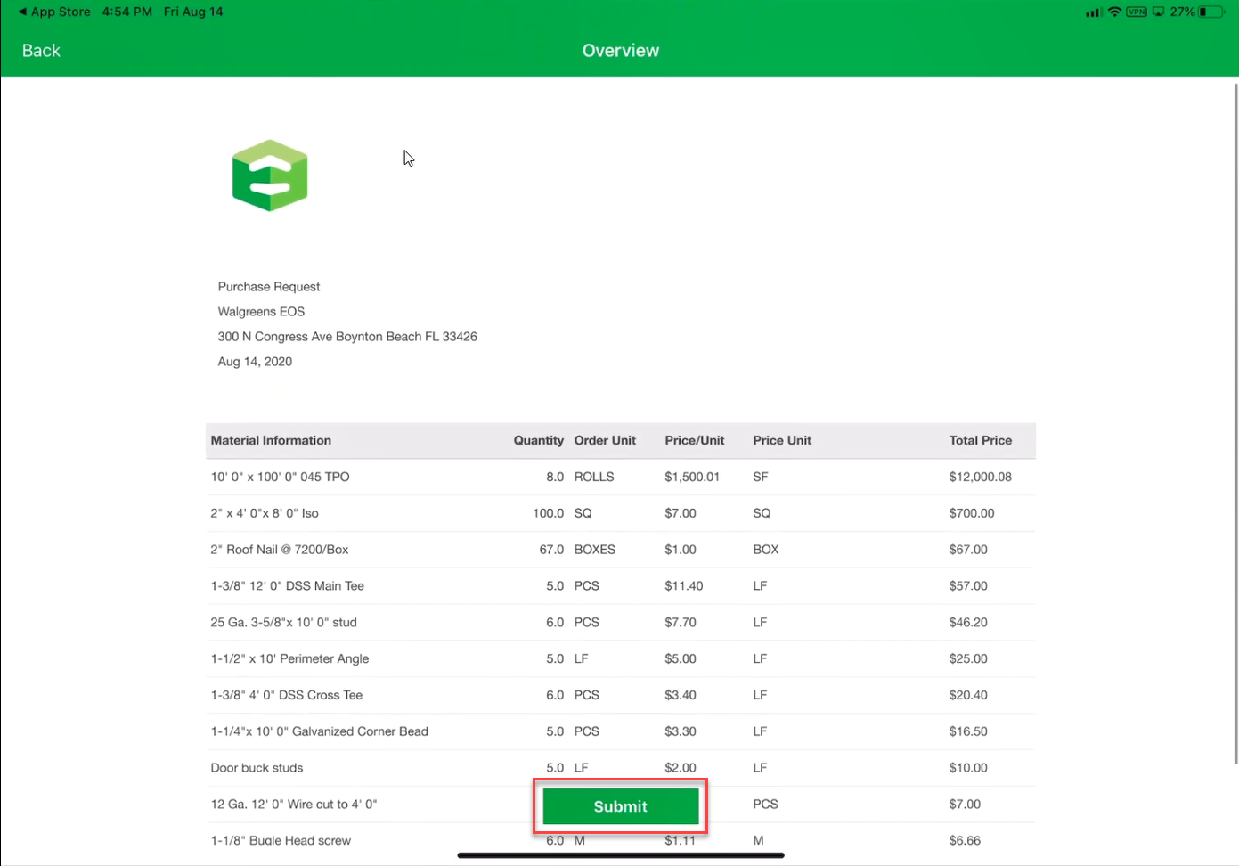 Purchase Requests - Estimating Edge