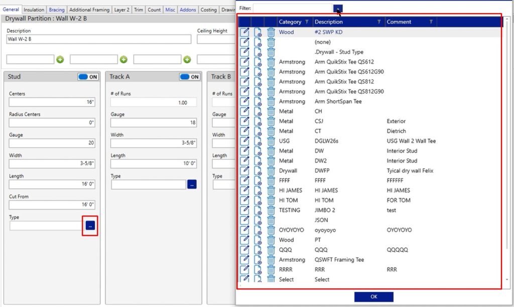 DW Partition Condition Properties – General Tab - Estimating Edge