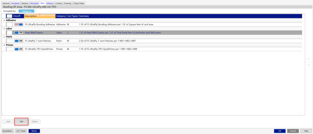 New Miscellaneous Item Roles, Permissions and Rules - Estimating Edge
