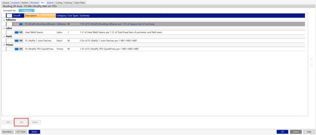 New Miscellaneous Item Roles, Permissions and Rules - Estimating Edge