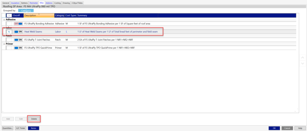 New Miscellaneous Item Roles, Permissions and Rules - Estimating Edge